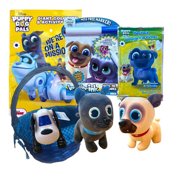 Handmade | Toys | Puppy Dog Pals Gift Basket Plush Rolly Bingo Light ...